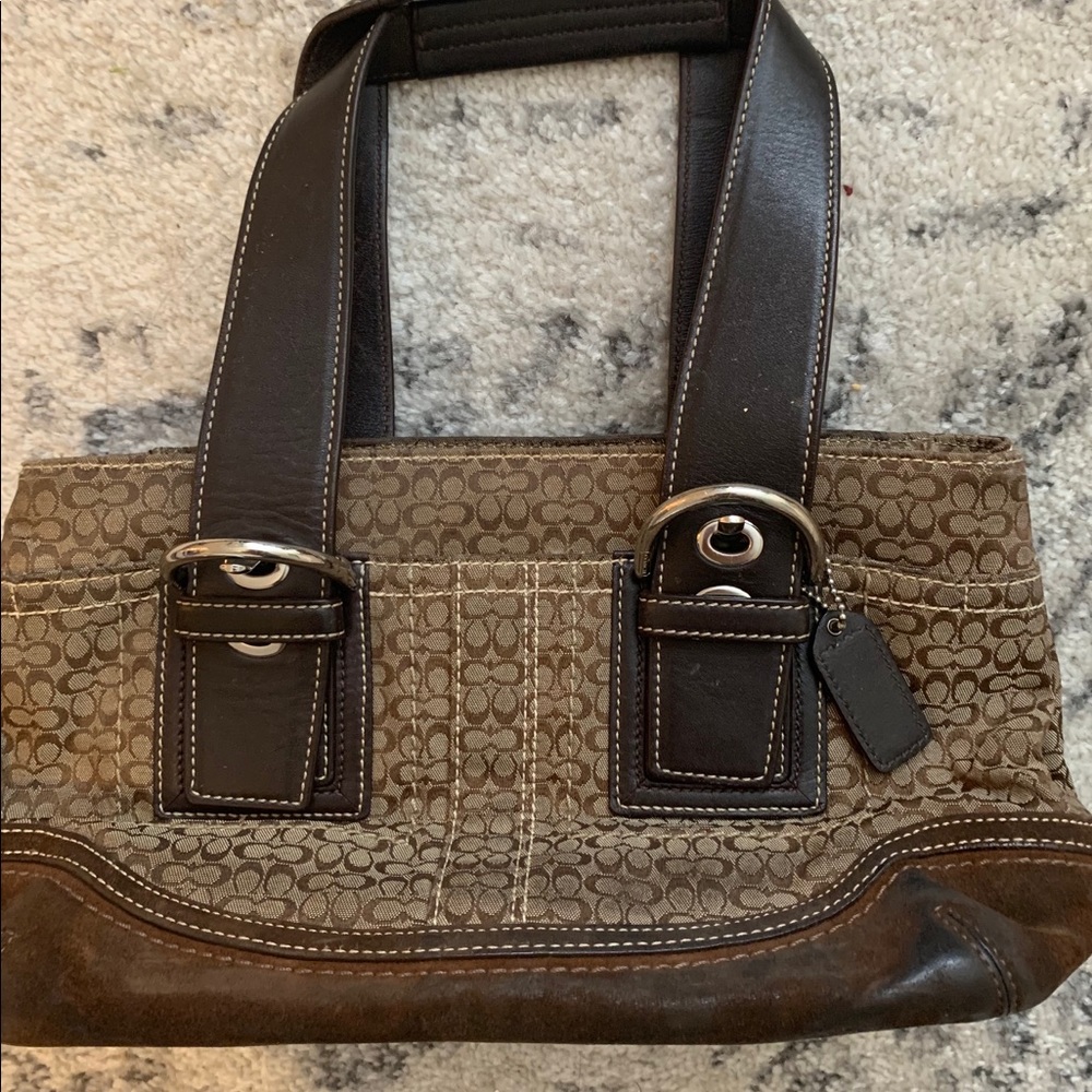 Coach Satchel Signature Logo Tote Shoulder Bag - Gem